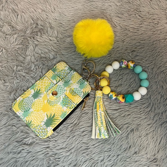 Accessories | Pineapple Print Card Holder With Keychains | Poshmark